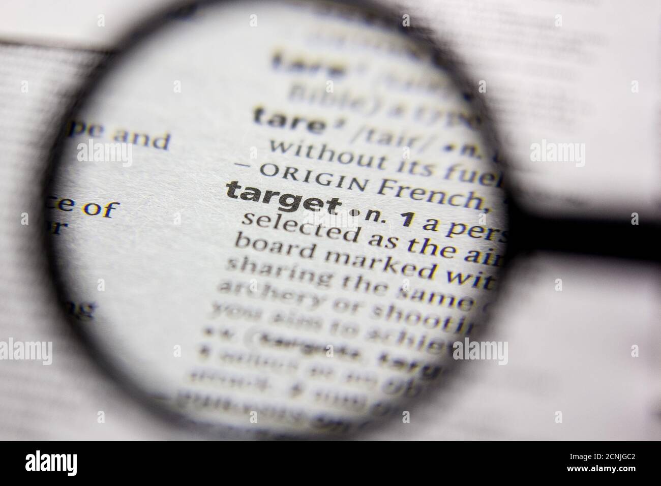 Definition word target in dictionary hi-res stock photography and ...