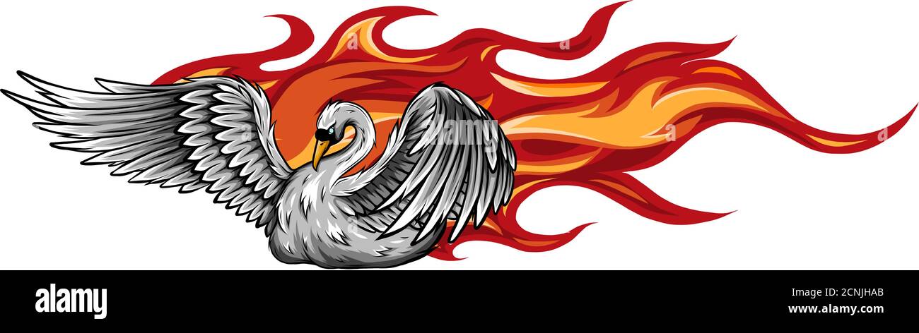 Vector Logo Illustration Fire Swan Gradient Colorful Style Stock Vector ...