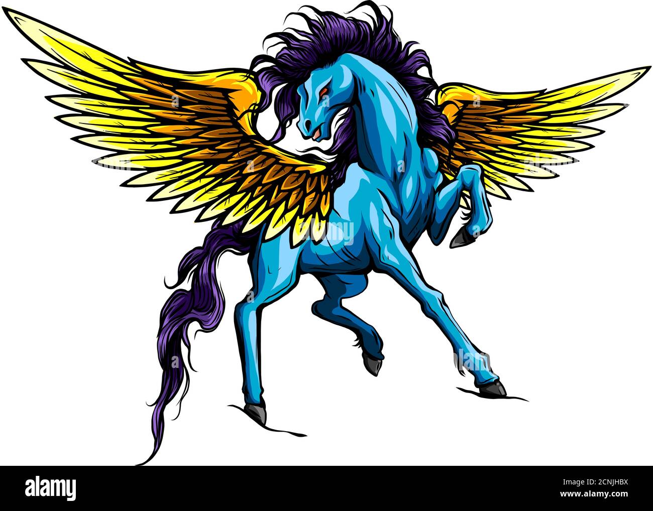 Pegasus. An illustration of the mythological horse Pegasus rearing up ...
