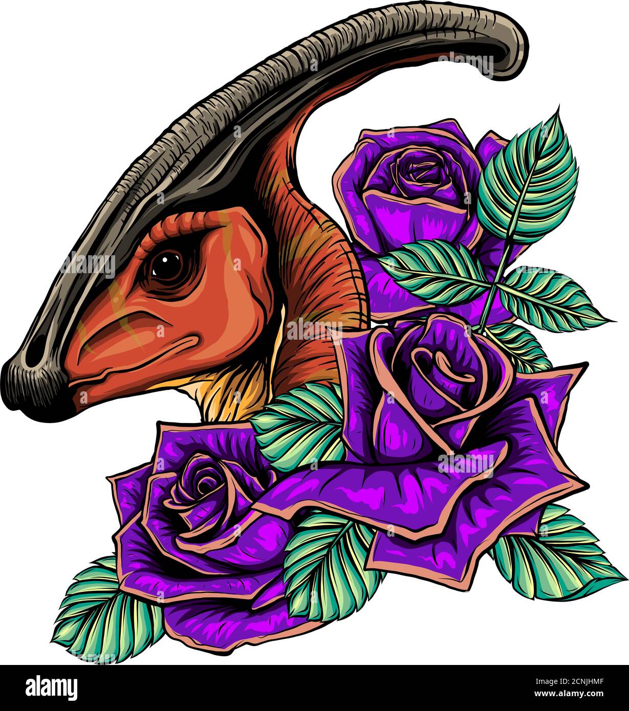 dinosaurus Parasaurolophus head art vector illustration design Stock ...