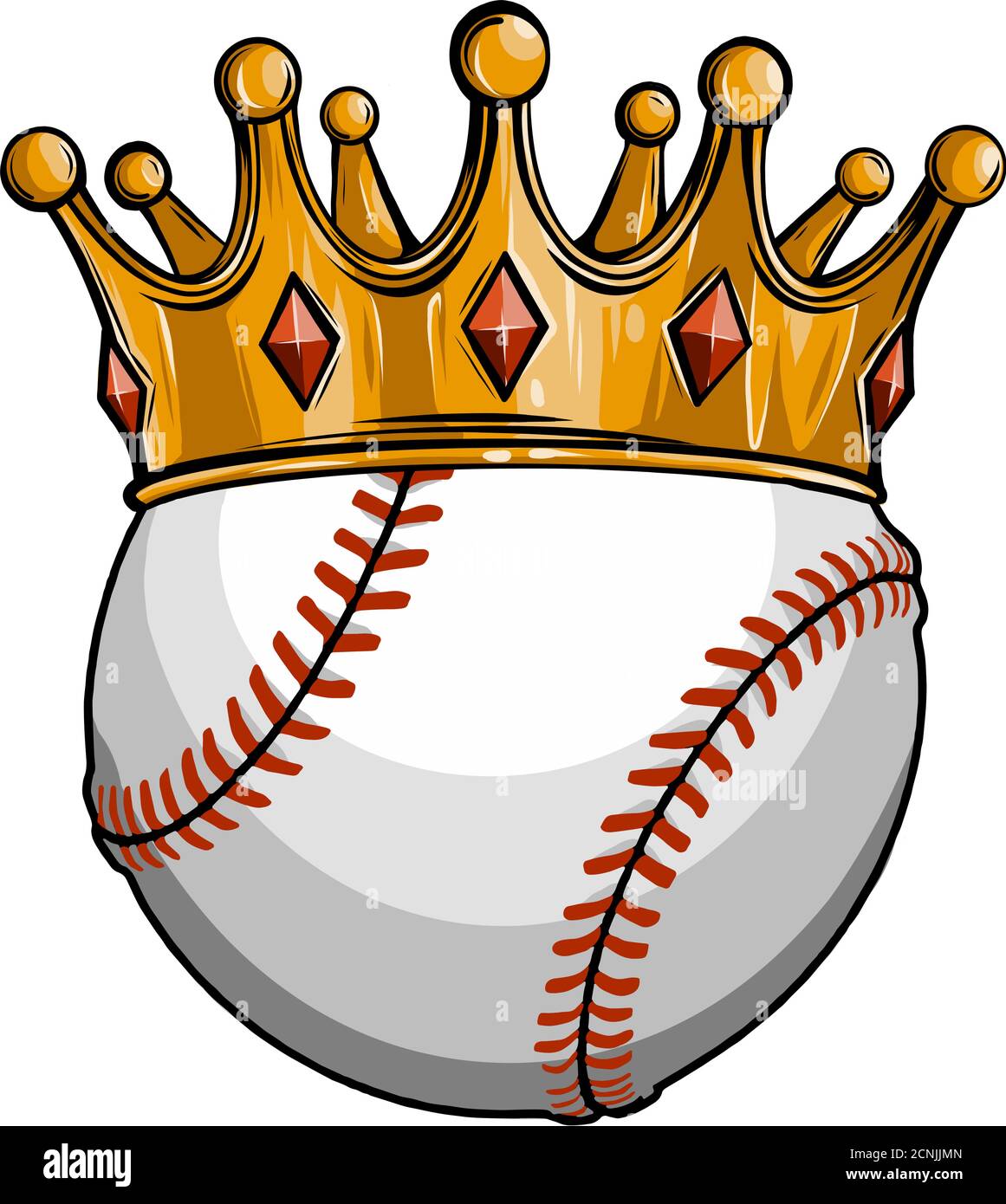 King of baseball concept, a baseball ball wearing a gold crown vector ...