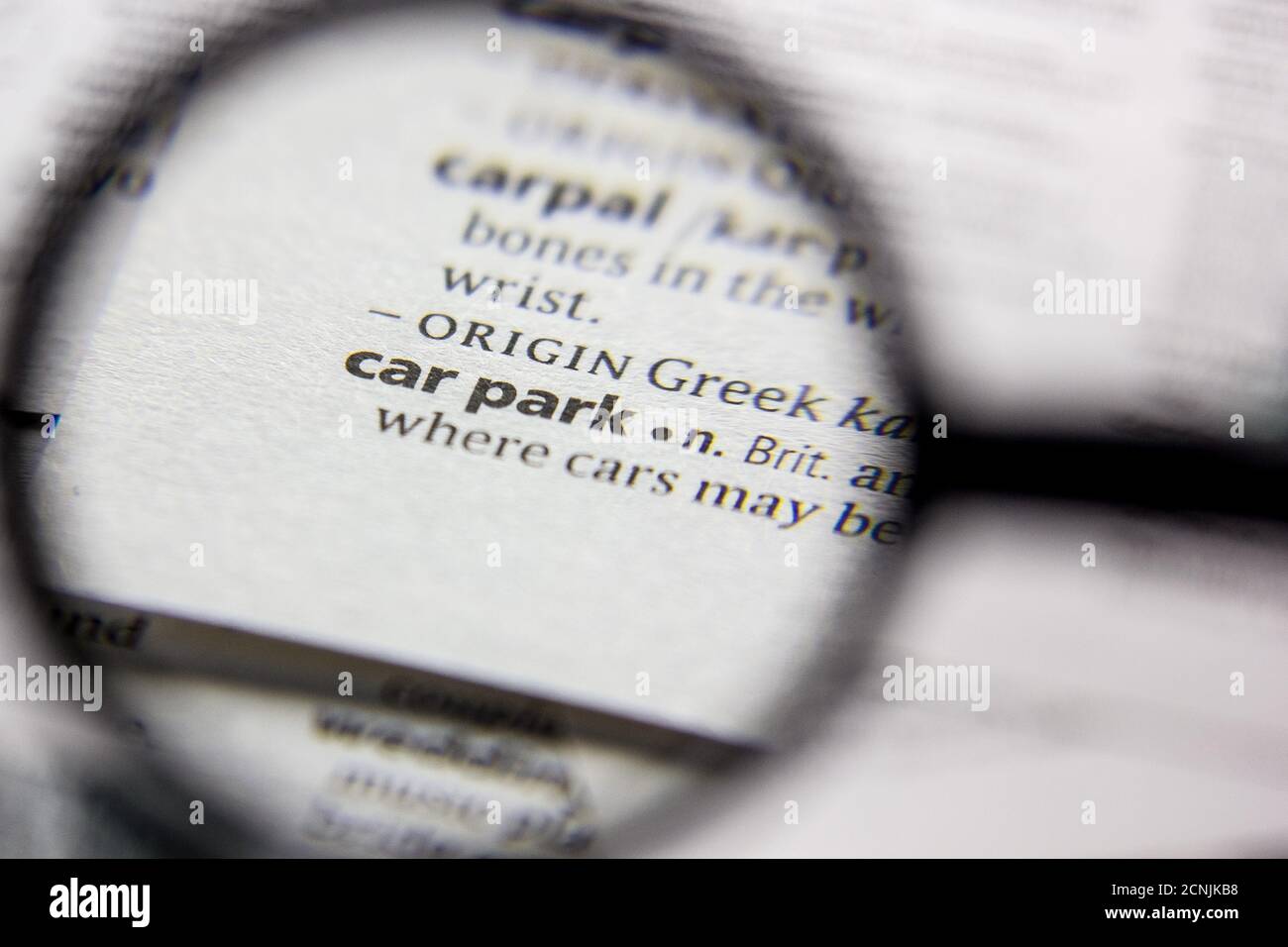Word or phrase Car park in a dictionary Stock Photo - Alamy