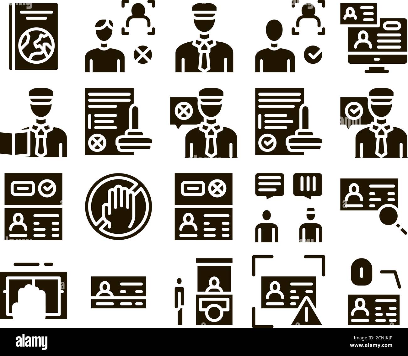 Passport Control Check Glyph Set Vector Stock Vector Image & Art - Alamy