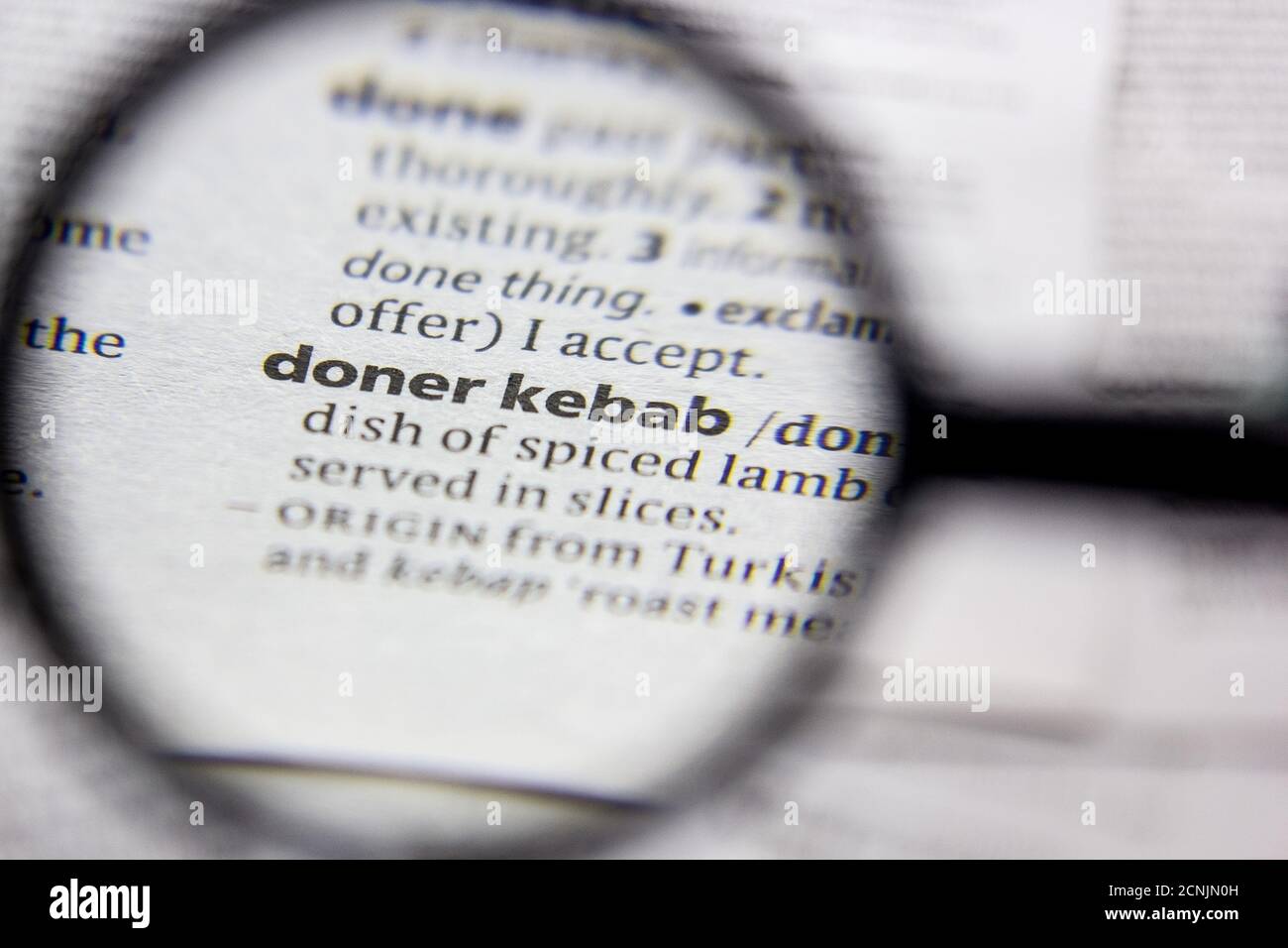 Word or phrase Doner kebab in a dictionary Stock Photo - Alamy
