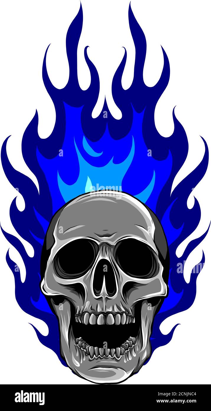 Skull on Fire with Flames Vector Illustration Stock Vector Image & Art ...