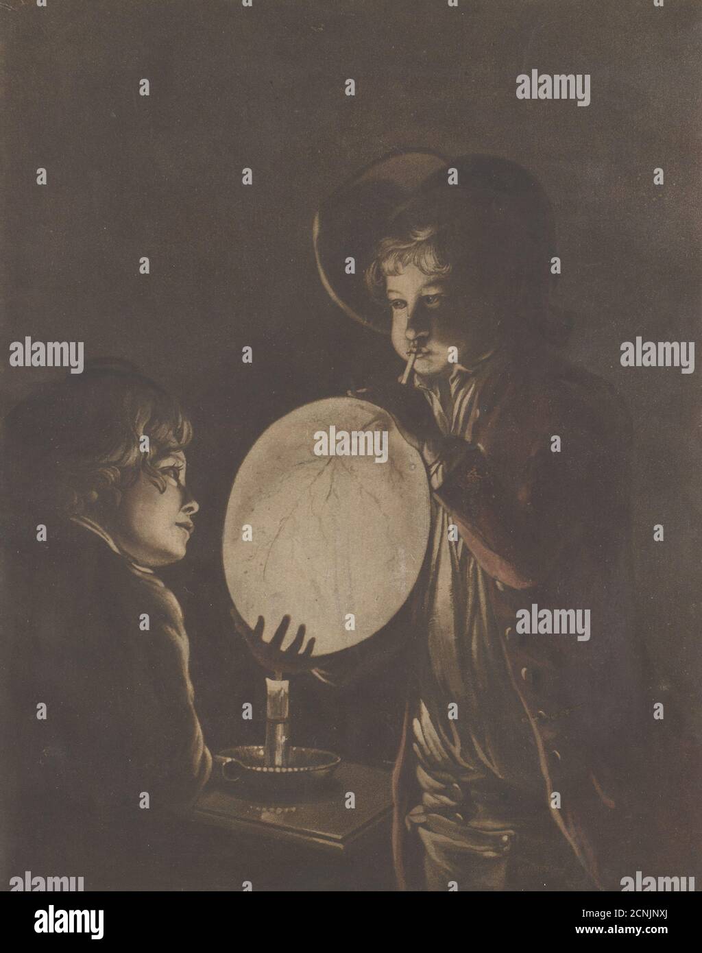 Two Boys Blowing a Bladder by Candle-light, 1773 Stock Photo - Alamy