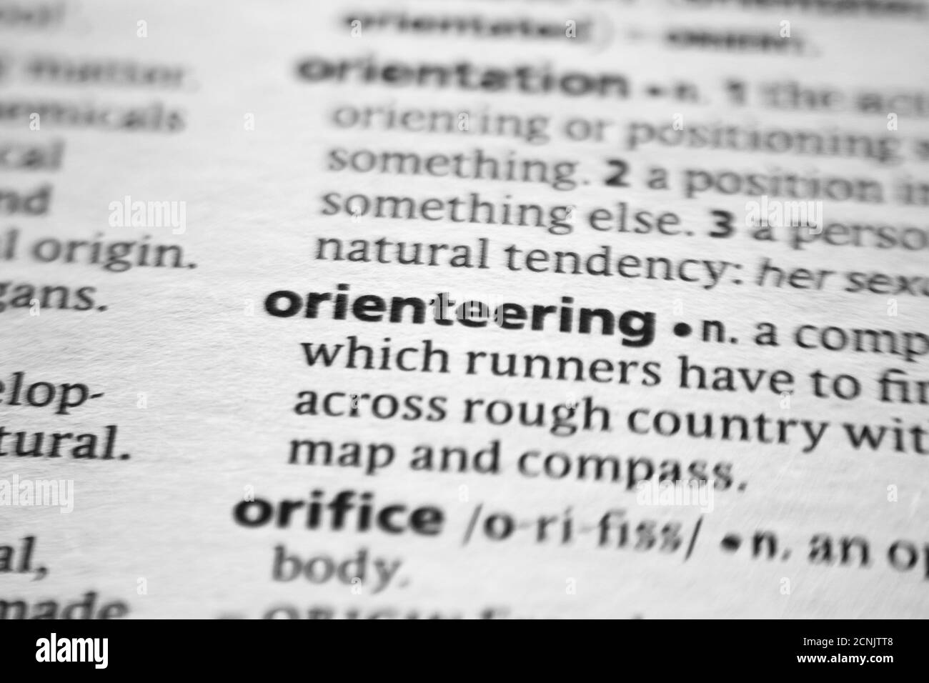 Word or phrase Orienteering in a dictionary Stock Photo - Alamy