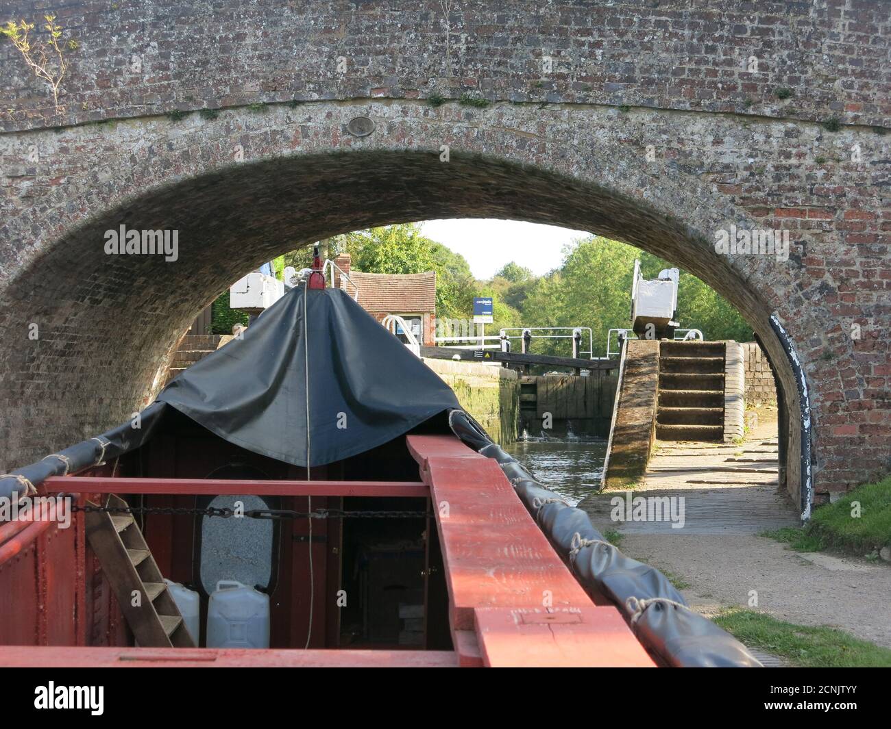 Photo from inside the hull of a working narrowboat on the Grand Union ...