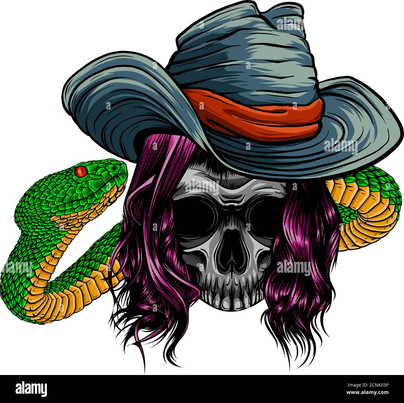 skull twisted by a snake with bones vector Stock Vector Image & Art - Alamy