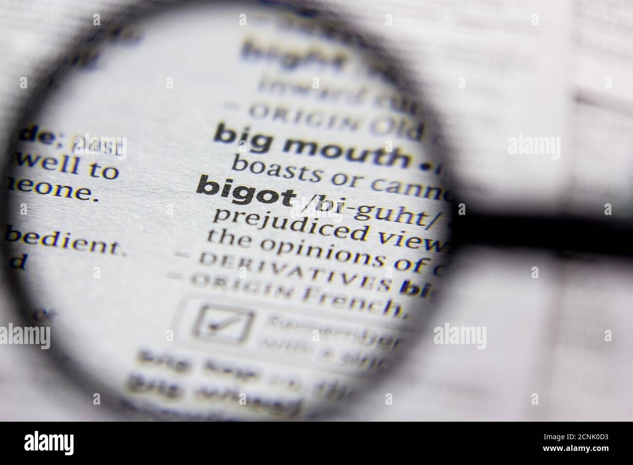 Word or phrase Bigot in a dictionary Stock Photo - Alamy