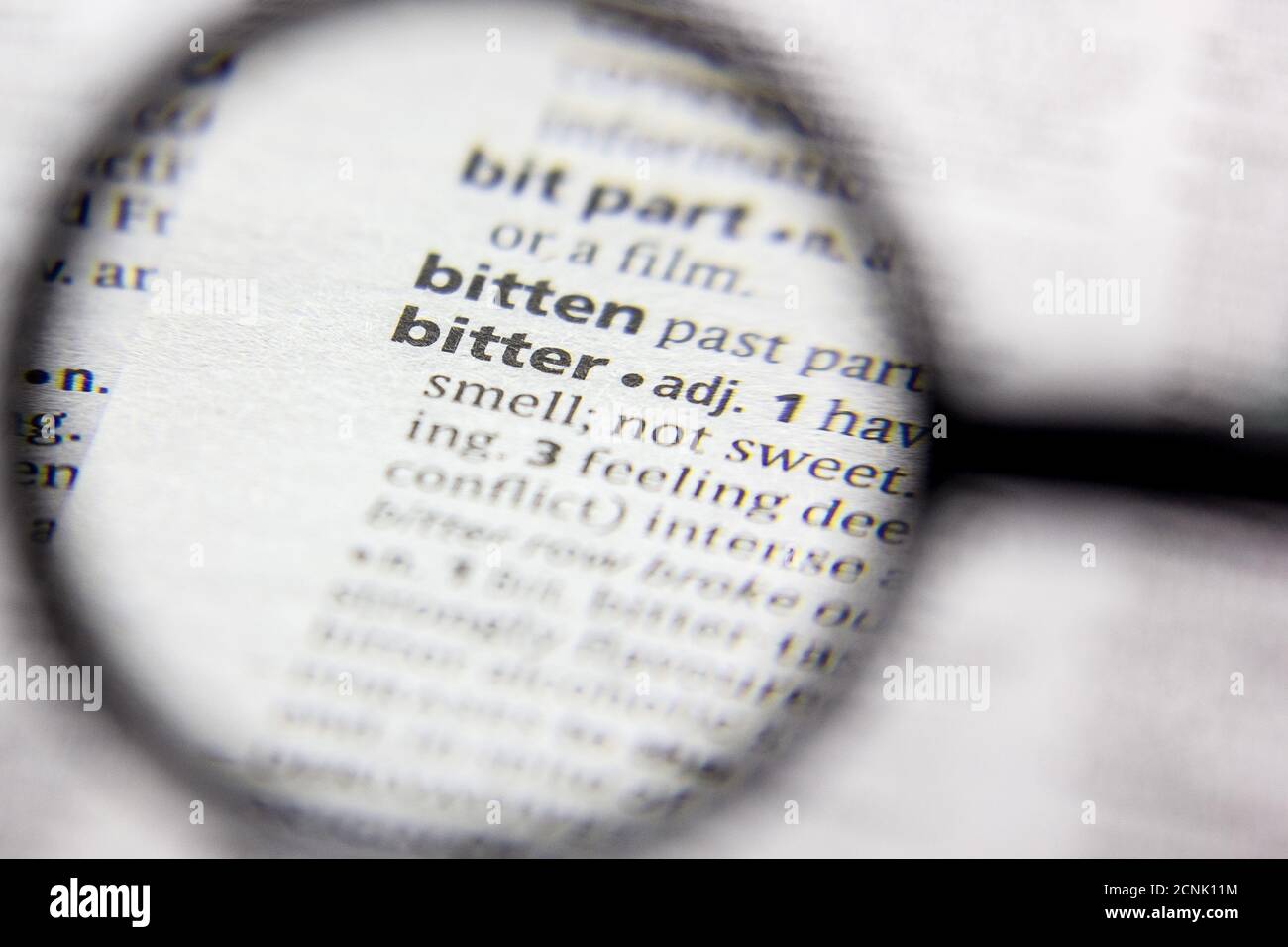 Word or phrase Bitter in a dictionary Stock Photo - Alamy