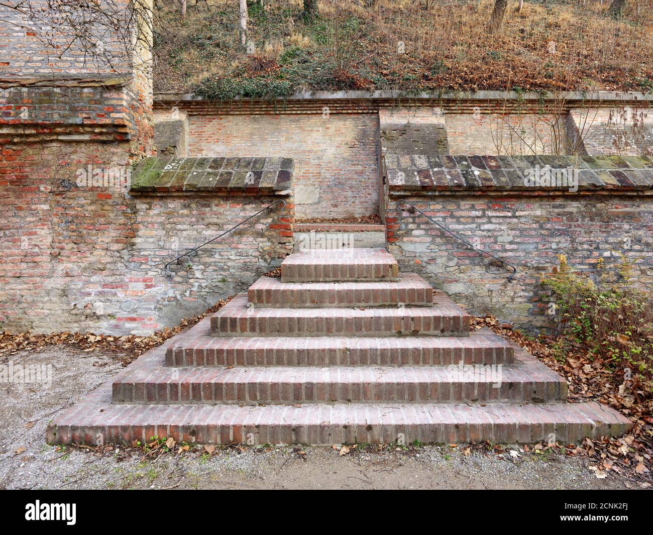 Brick wall, brick, city wall, historic building, gate, trees, leafless ...
