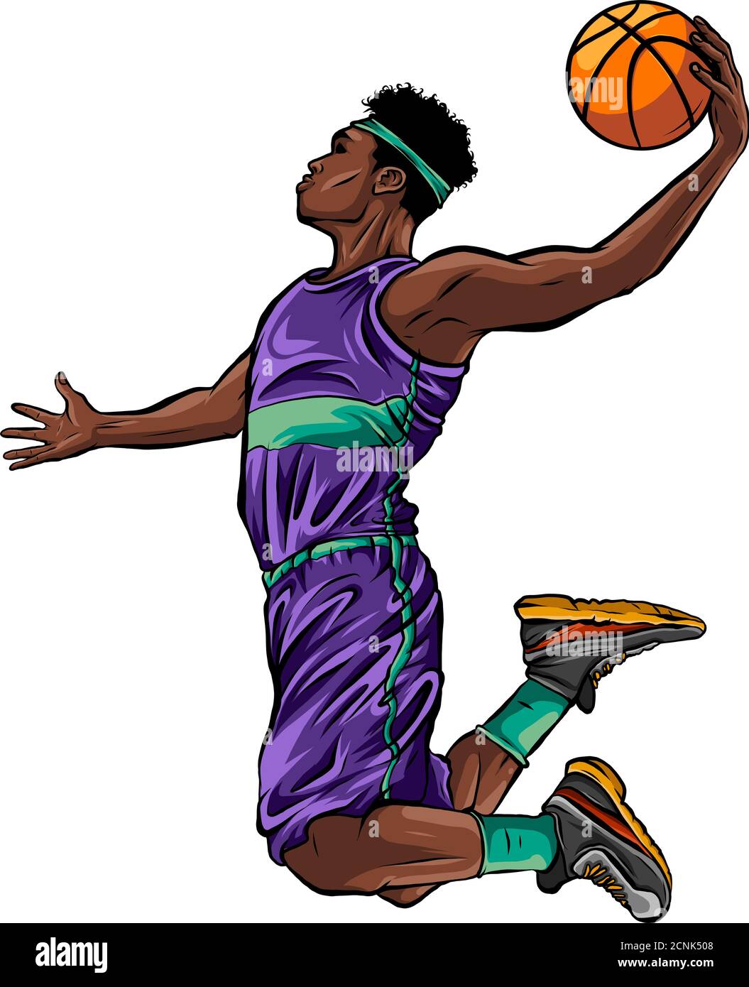 cartoon basketball player is moving dribble with a smile vector Stock ...