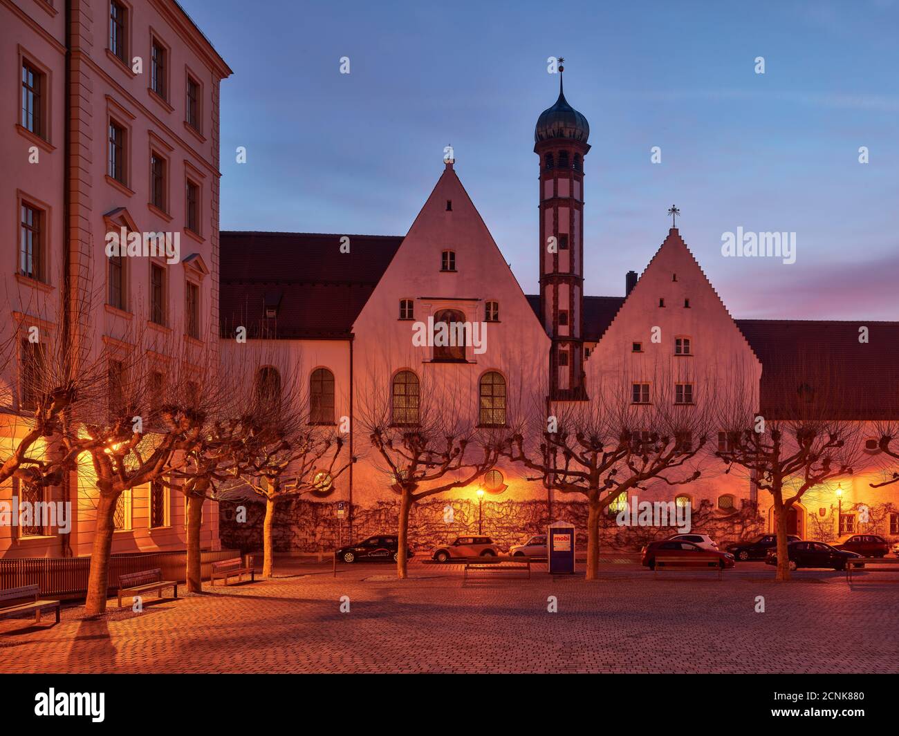 historical building, monastery, monastery building, square, plane trees ...