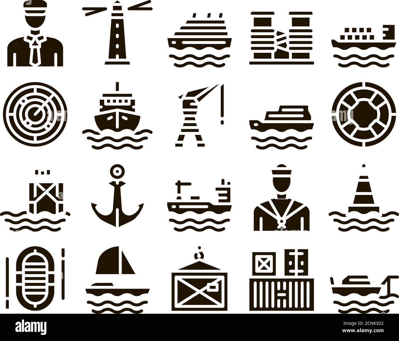 Marine Port Transport Glyph Set Vector Stock Vector Image & Art - Alamy