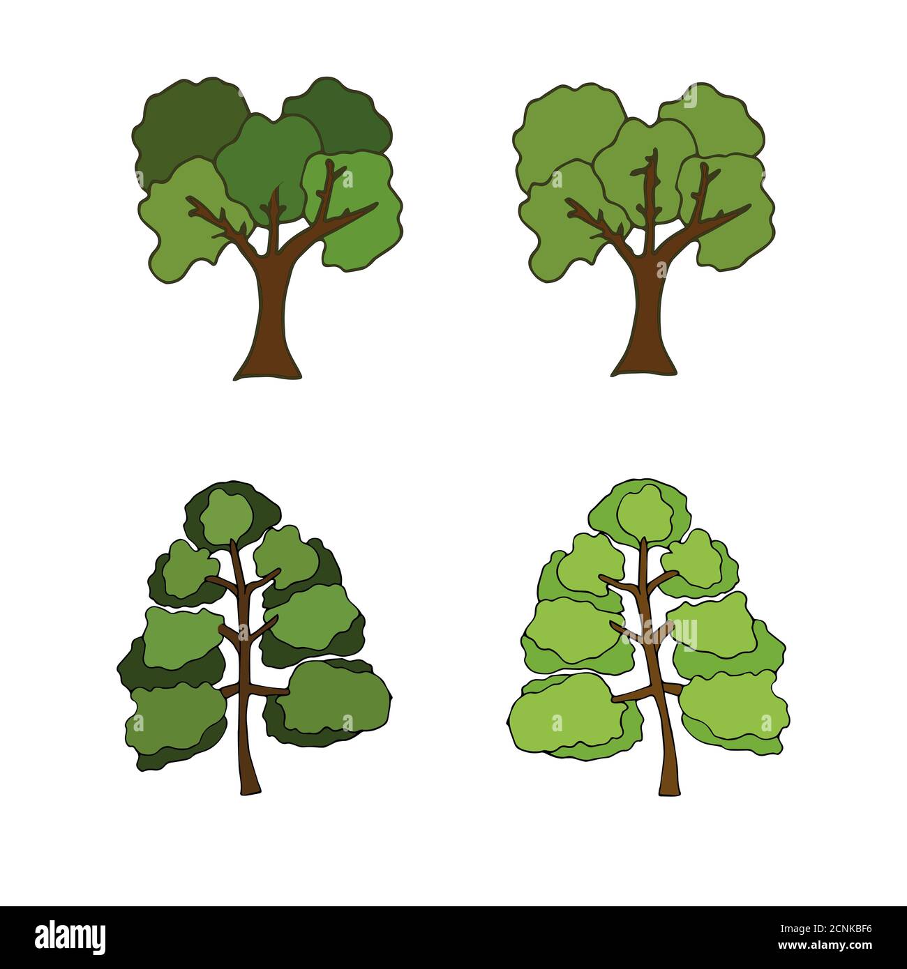 collection of various trees. Isolated on a white background Stock Photo ...