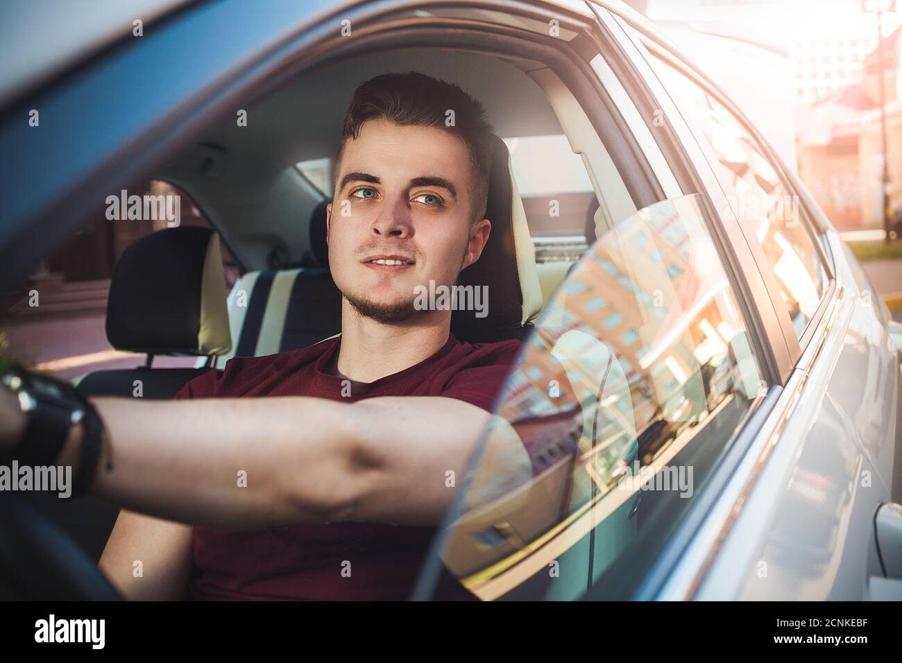 Driving caucasian hi-res stock photography and images - Alamy