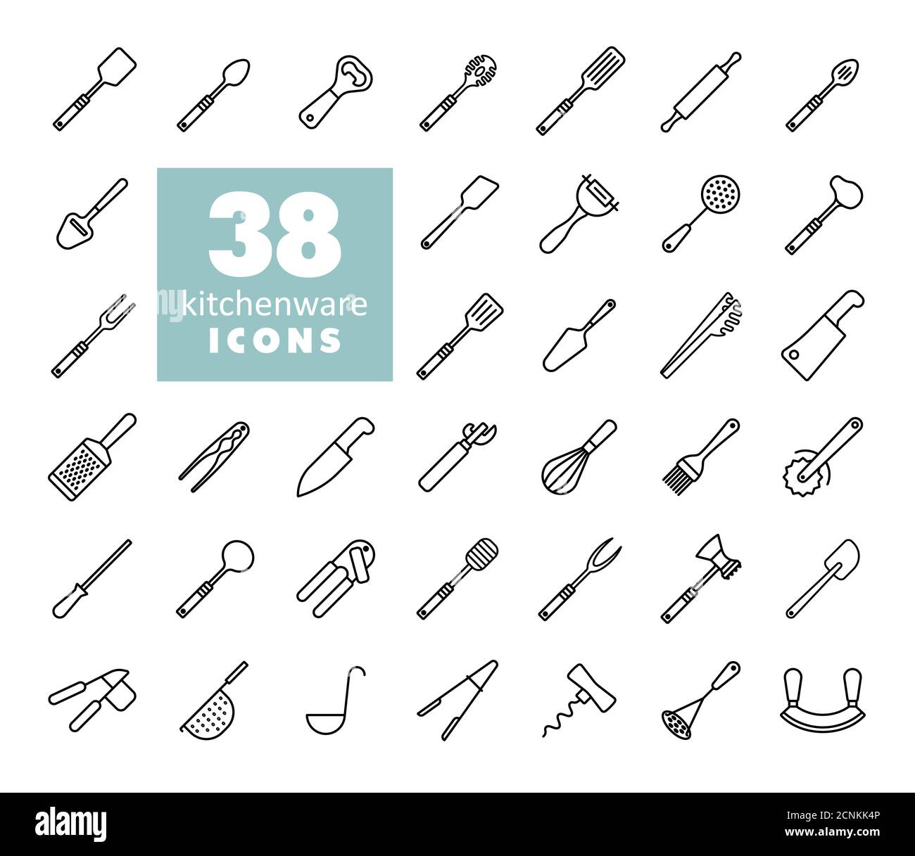 Kitchenware and kitchen appliances vector icon set. Graph symbol for ...