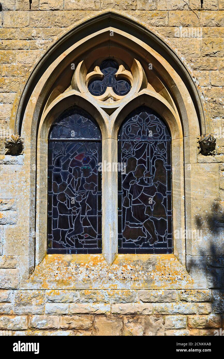 Gothic style stained glass window (external view) St Peter's Church ...