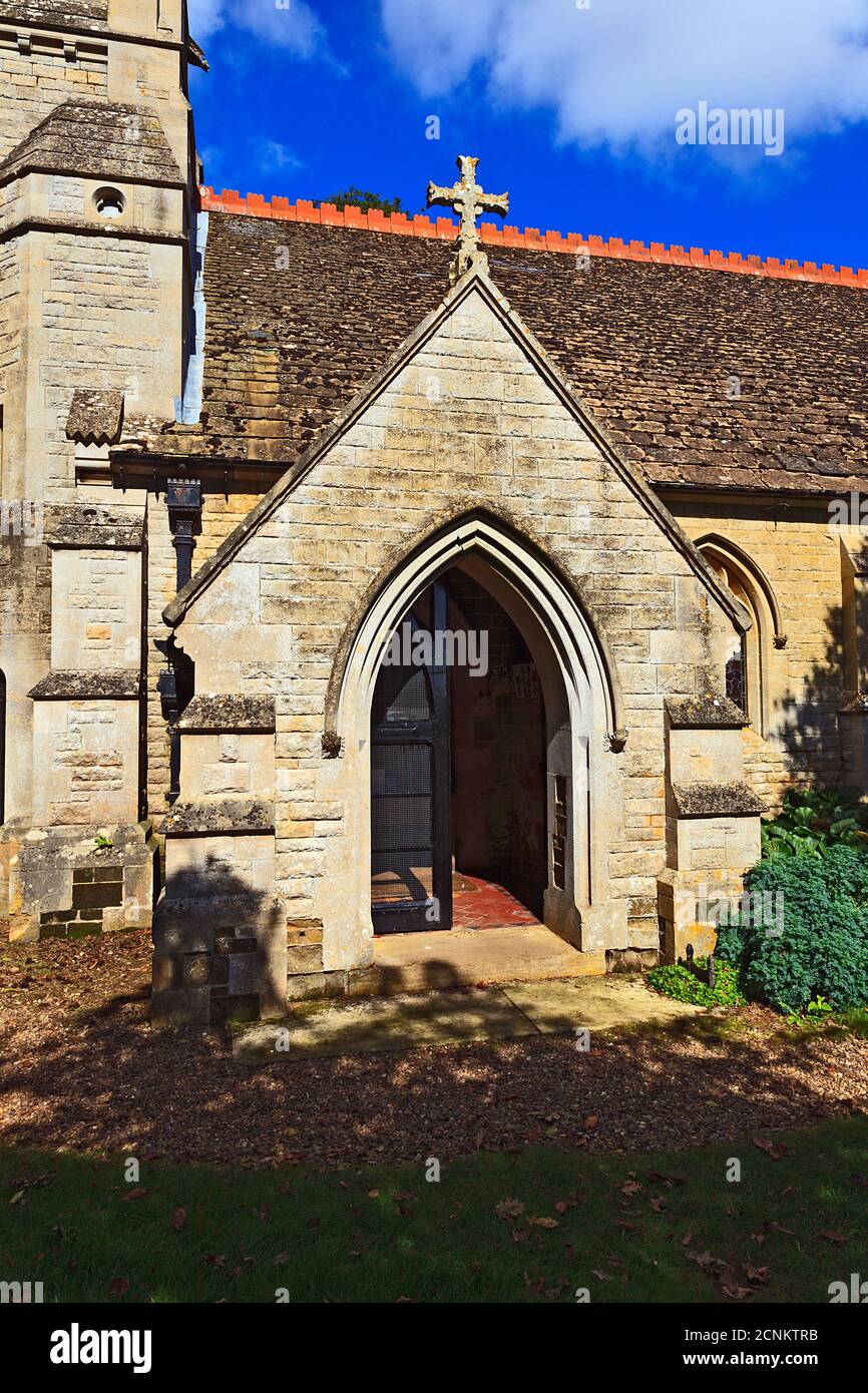 Gothic style entrance porch to St. Peter's church, Gunby, Lincolnshire ...