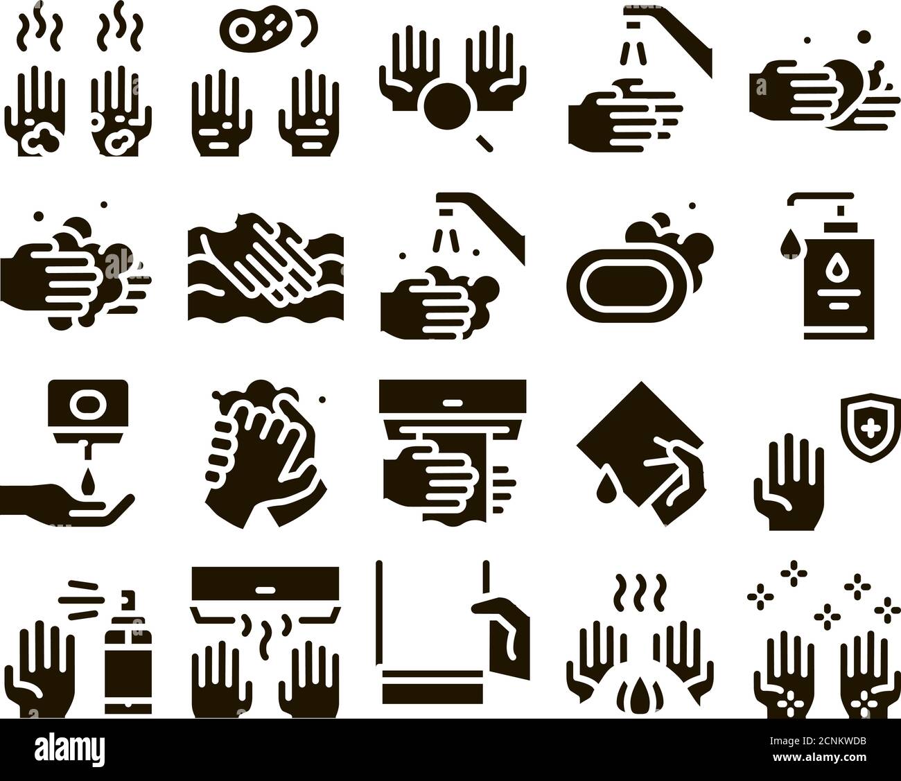 Hand Healthy Hygiene Glyph Set Vector Stock Vector Image & Art - Alamy