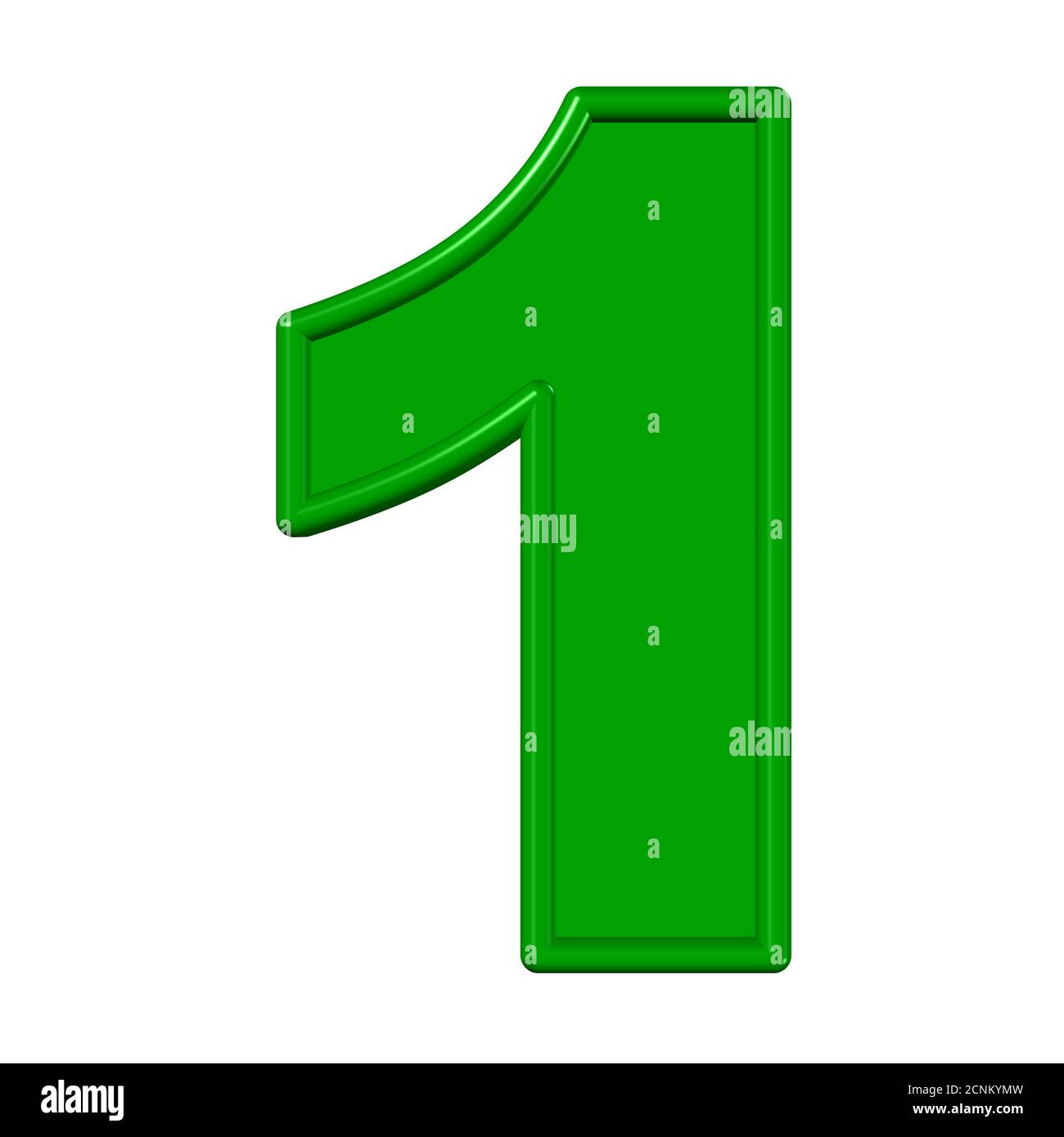 Green digit one against white background Stock Photo - Alamy