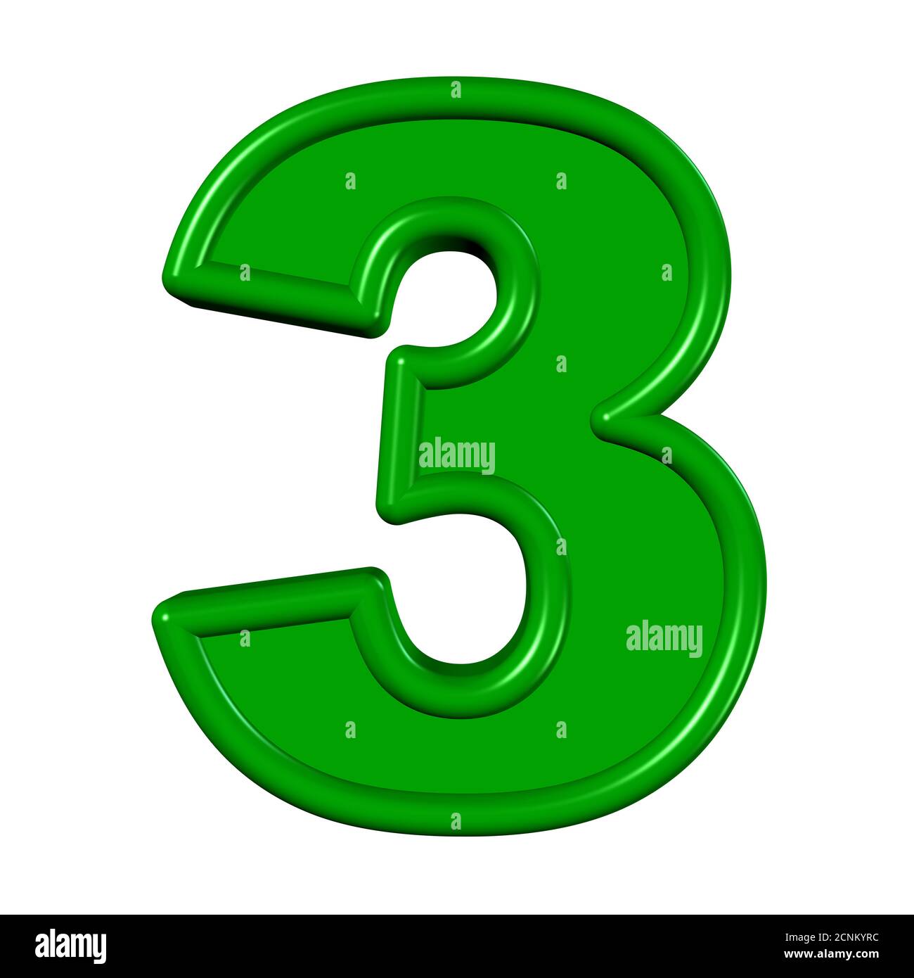 Green digit three against white background Stock Photo - Alamy
