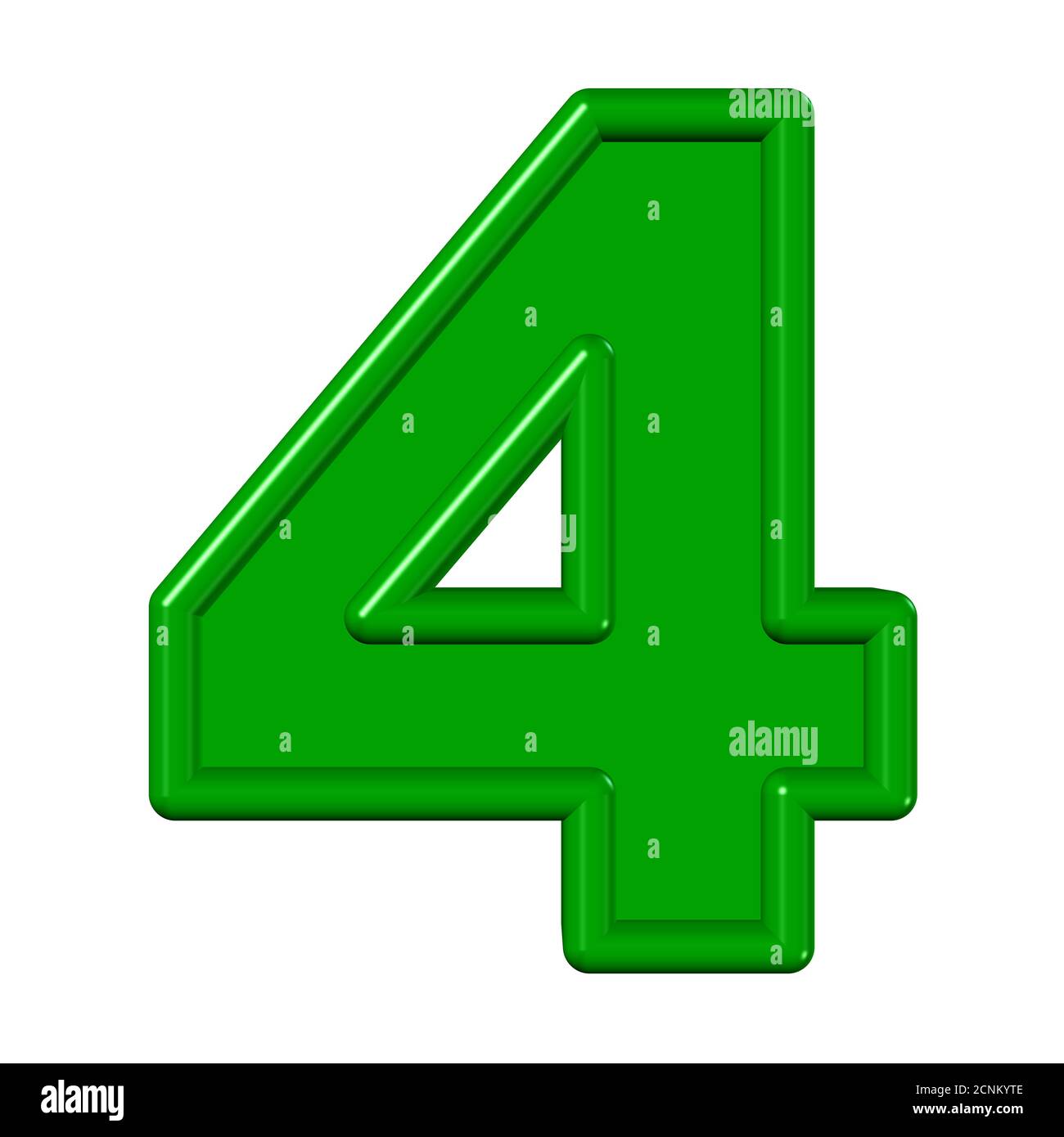 Green digit four against white background Stock Photo - Alamy