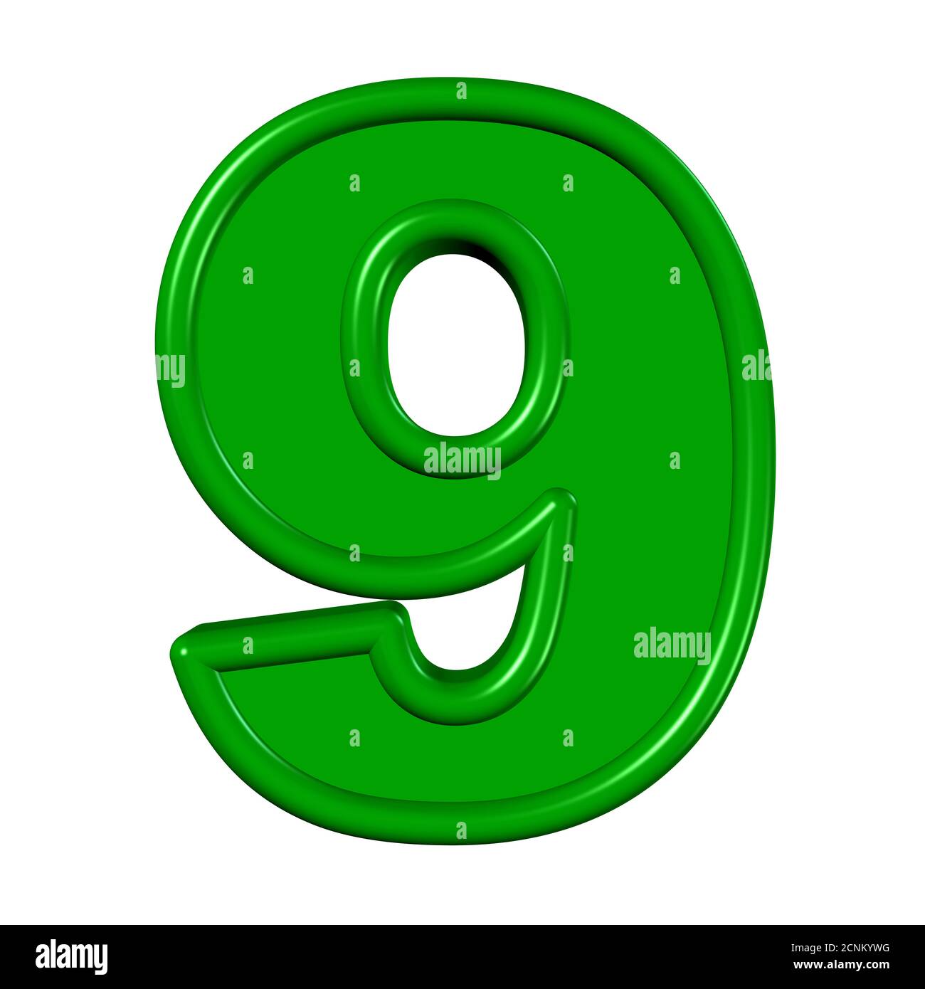 Green digit nine against white background Stock Photo - Alamy