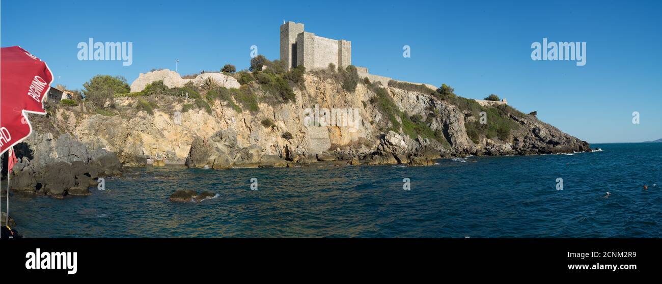 Fortress in Talamone, Rocca Aldobrandesca, Tyrrenian Sea coast, Maremma ...