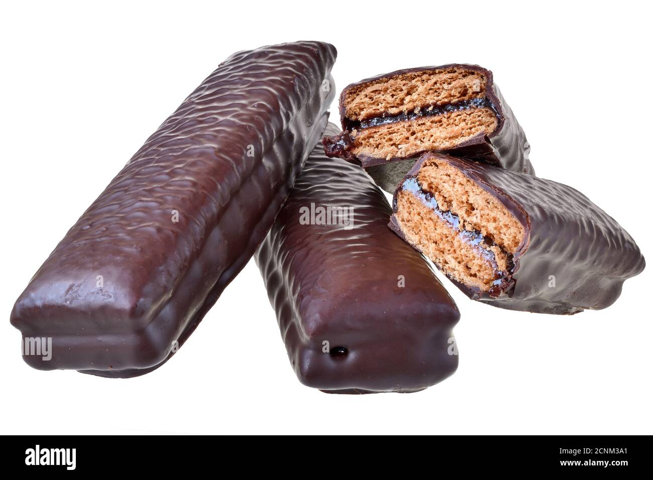 gingerbread bar in chocolate icing isolated on a white background Stock ...