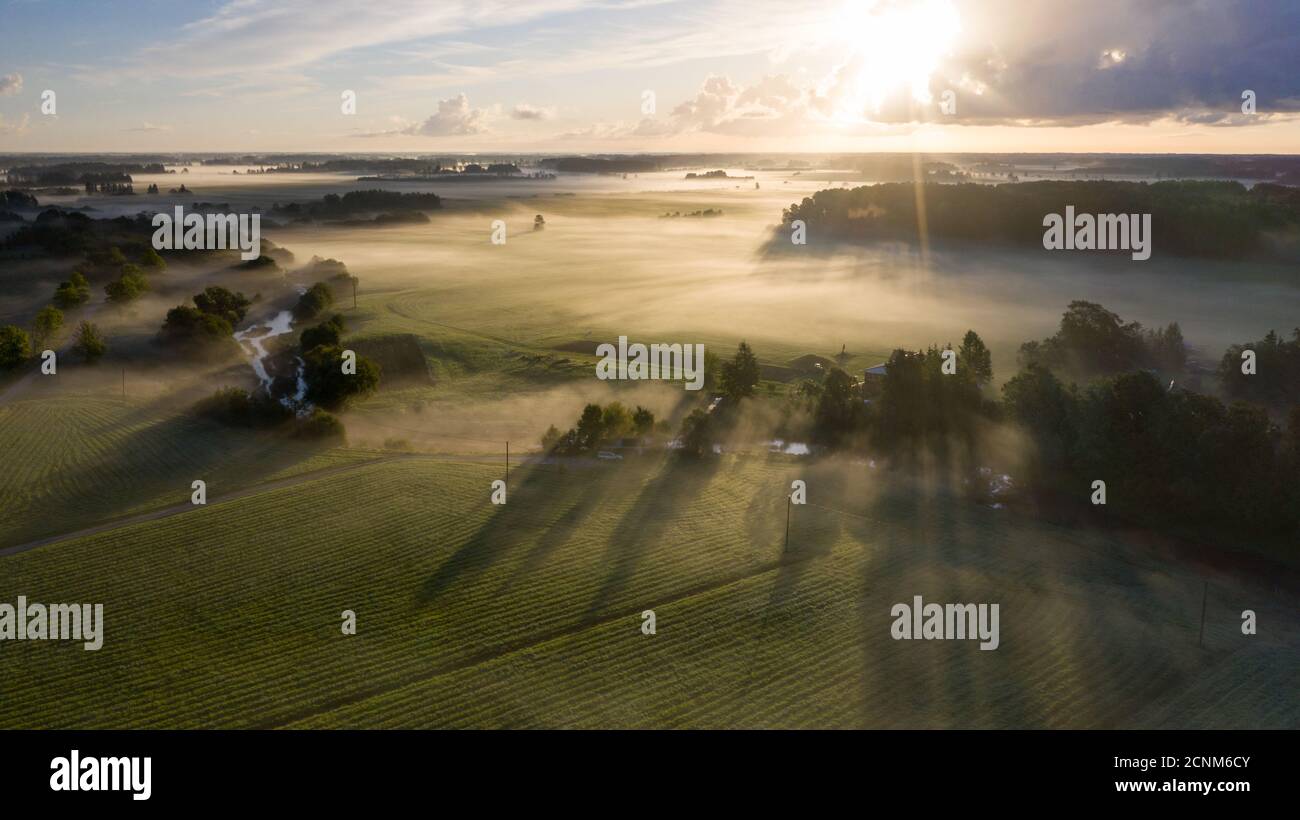 Aerial view of a green field at daytime Stock Photo - Alamy