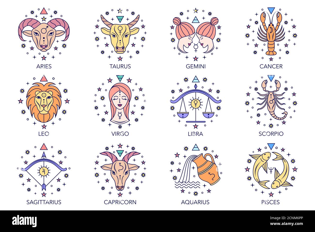 Collection of zodiac signs Stock Vector Image & Art - Alamy