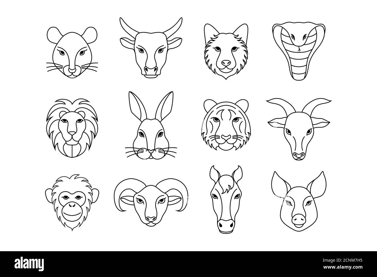 Animals set icons in Black and White Stock Photos & Images - Alamy
