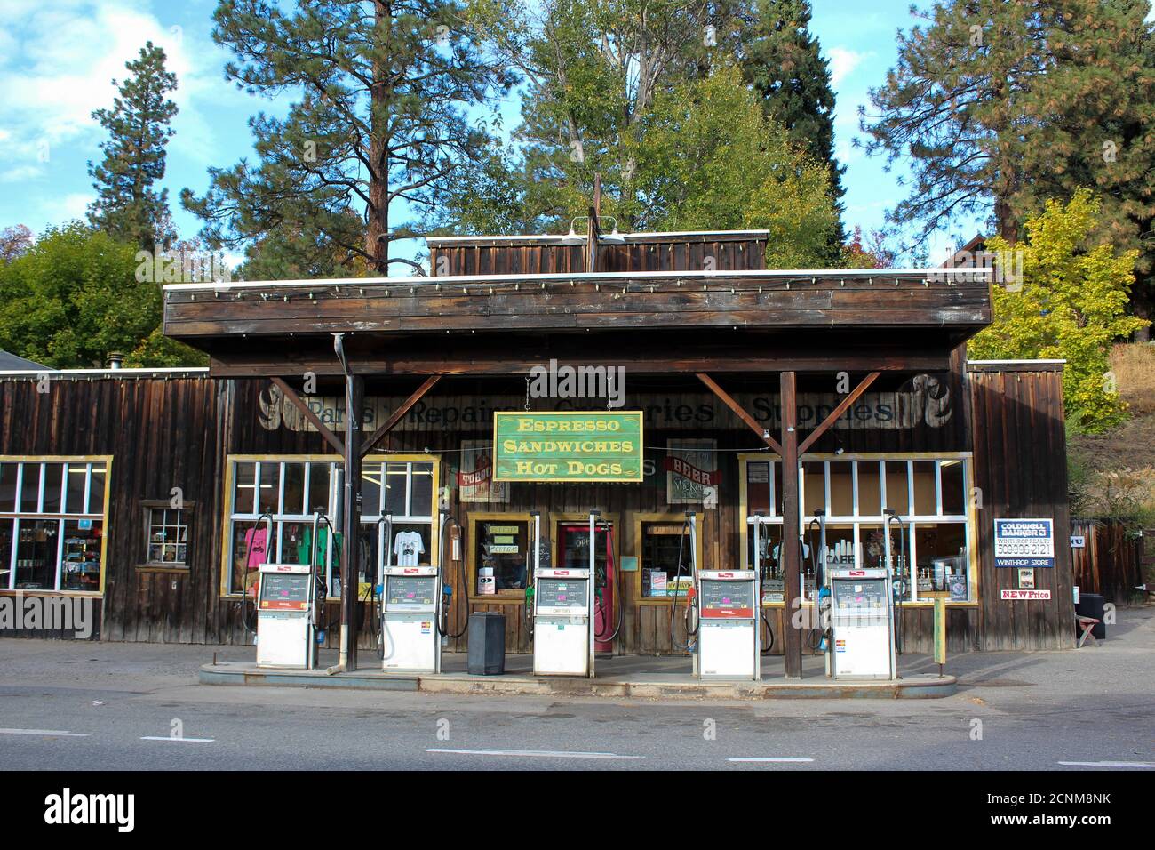USA road trip cowboy city street painting flag Stock Photo - Alamy