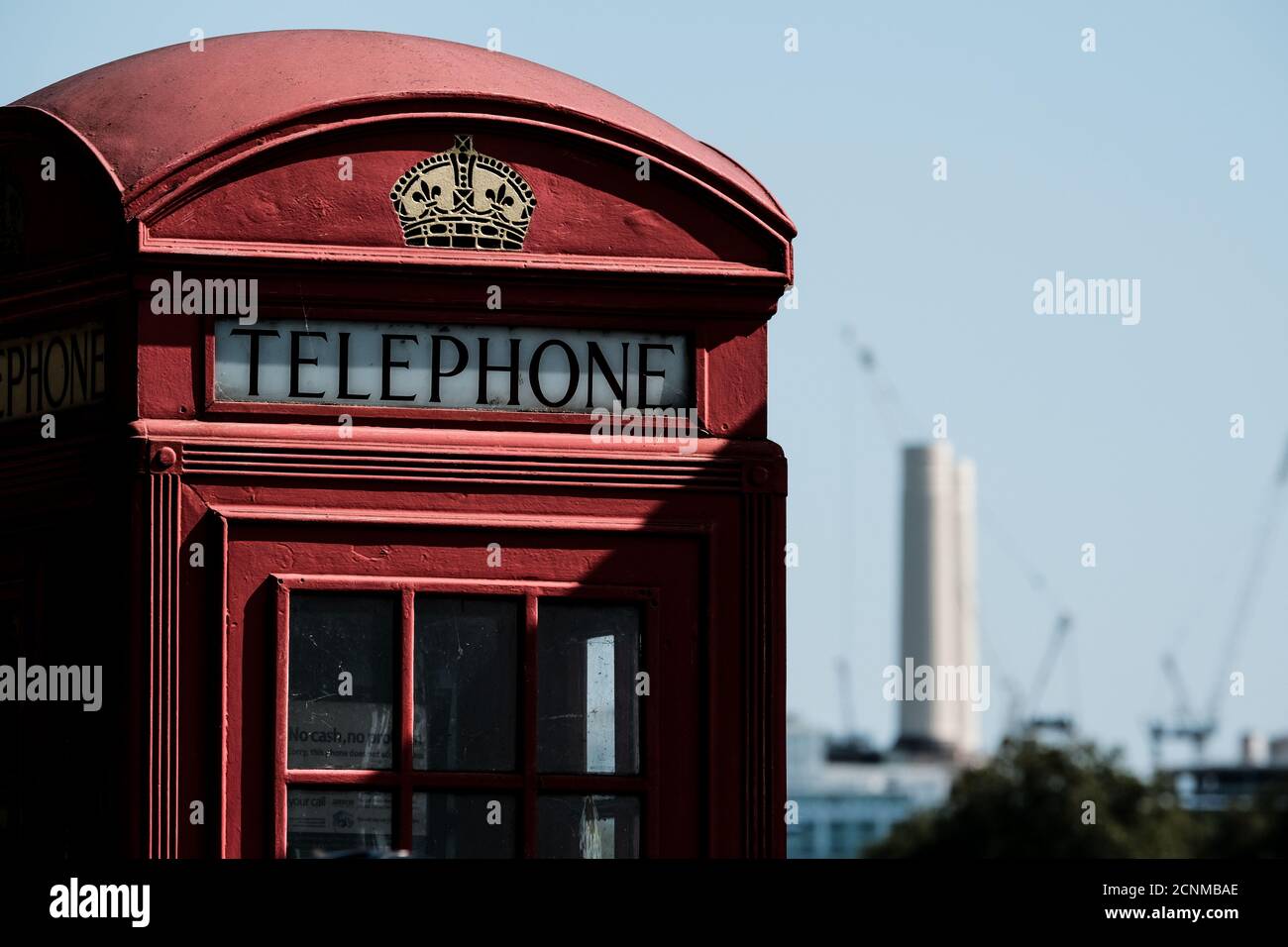 Phone Box and Battersea Power Station Stock Photo - Alamy