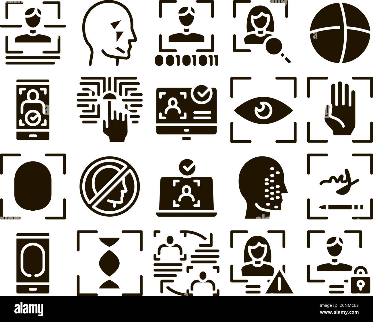 Recognition Collection Elements Icons Set Vector Stock Vector Image ...