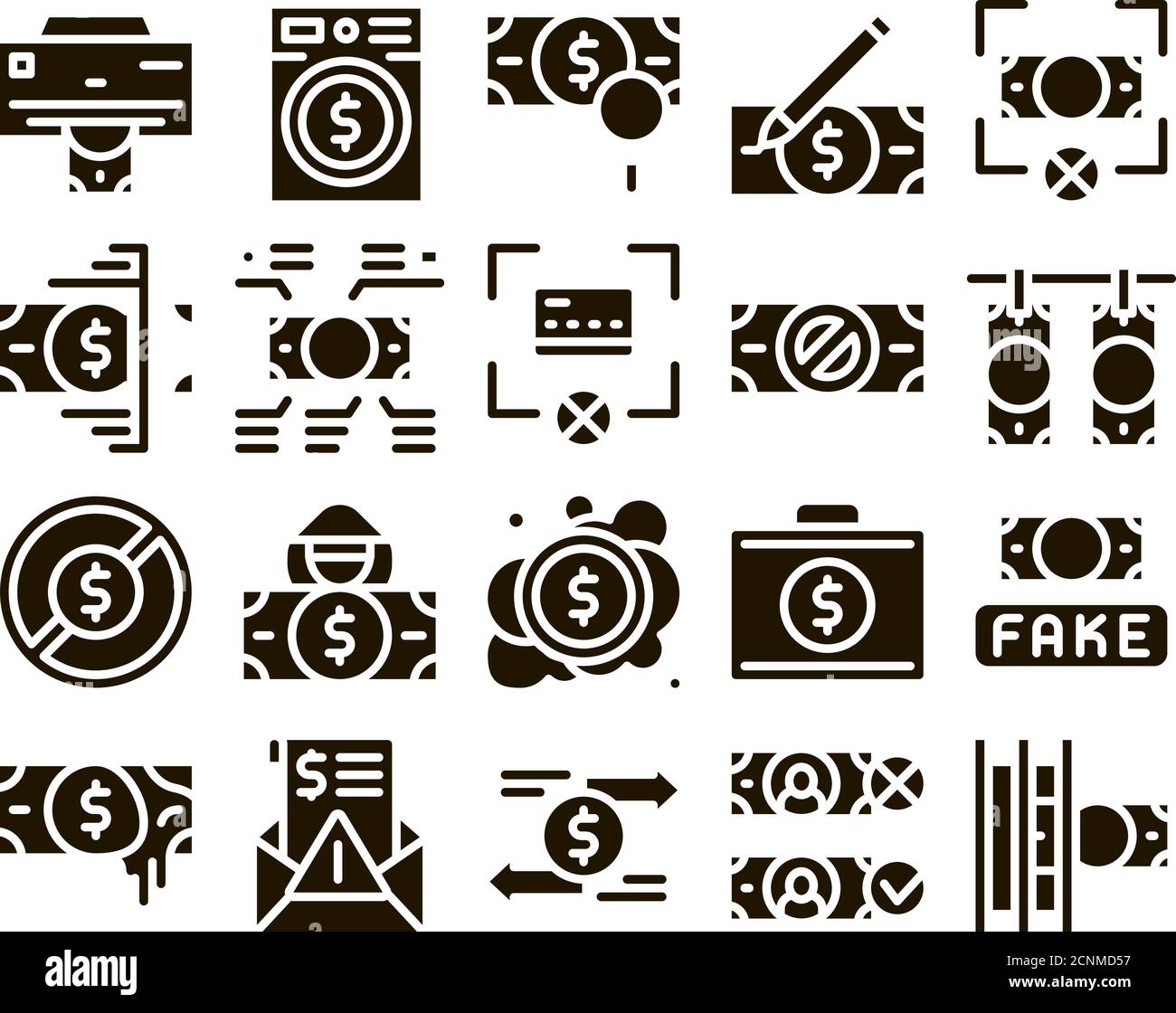 Fake Money Collection Elements Icons Set Vector Stock Vector Image ...