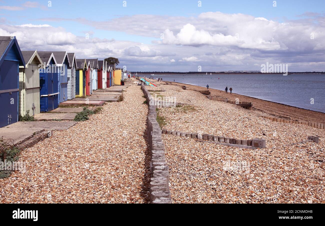 Calshot shingle spit beach on The Solent and Southampton Water, on the ...