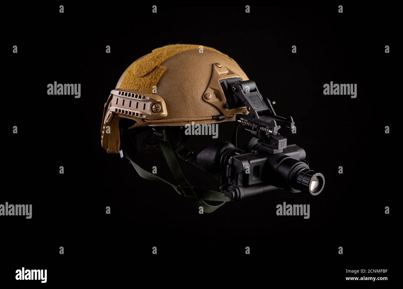 Night vision device attached to the helmet. A special device for ...