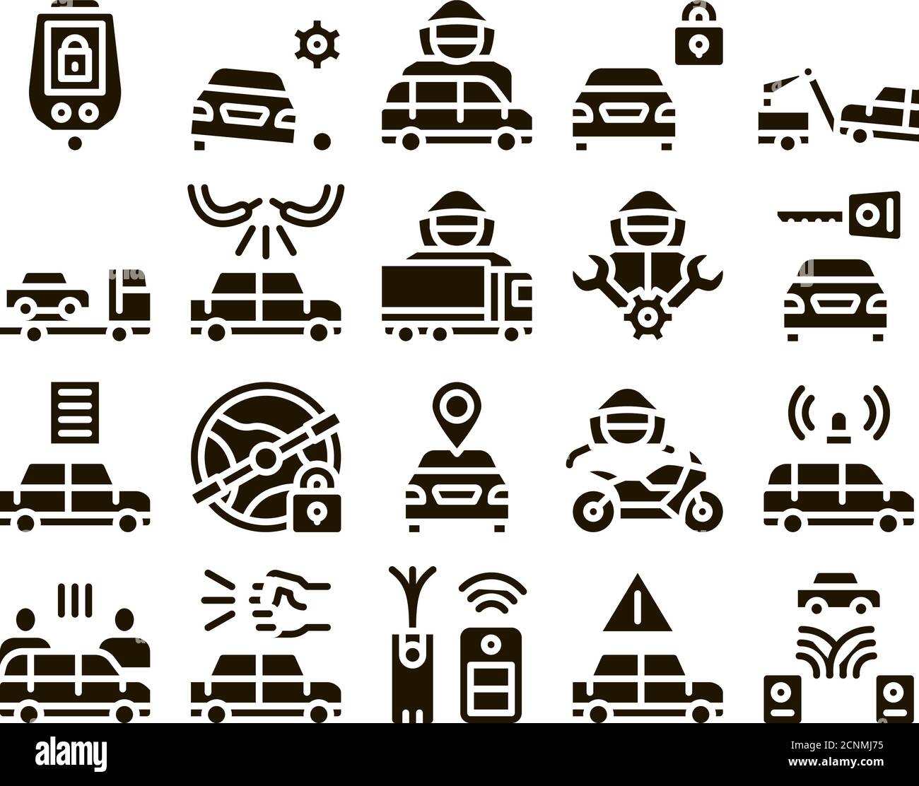 Car Theft Collection Elements Icons Set Vector Stock Vector Image & Art ...