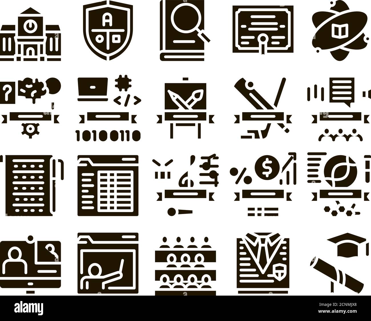 Academy Educational Glyph Set Vector Stock Vector Image & Art - Alamy