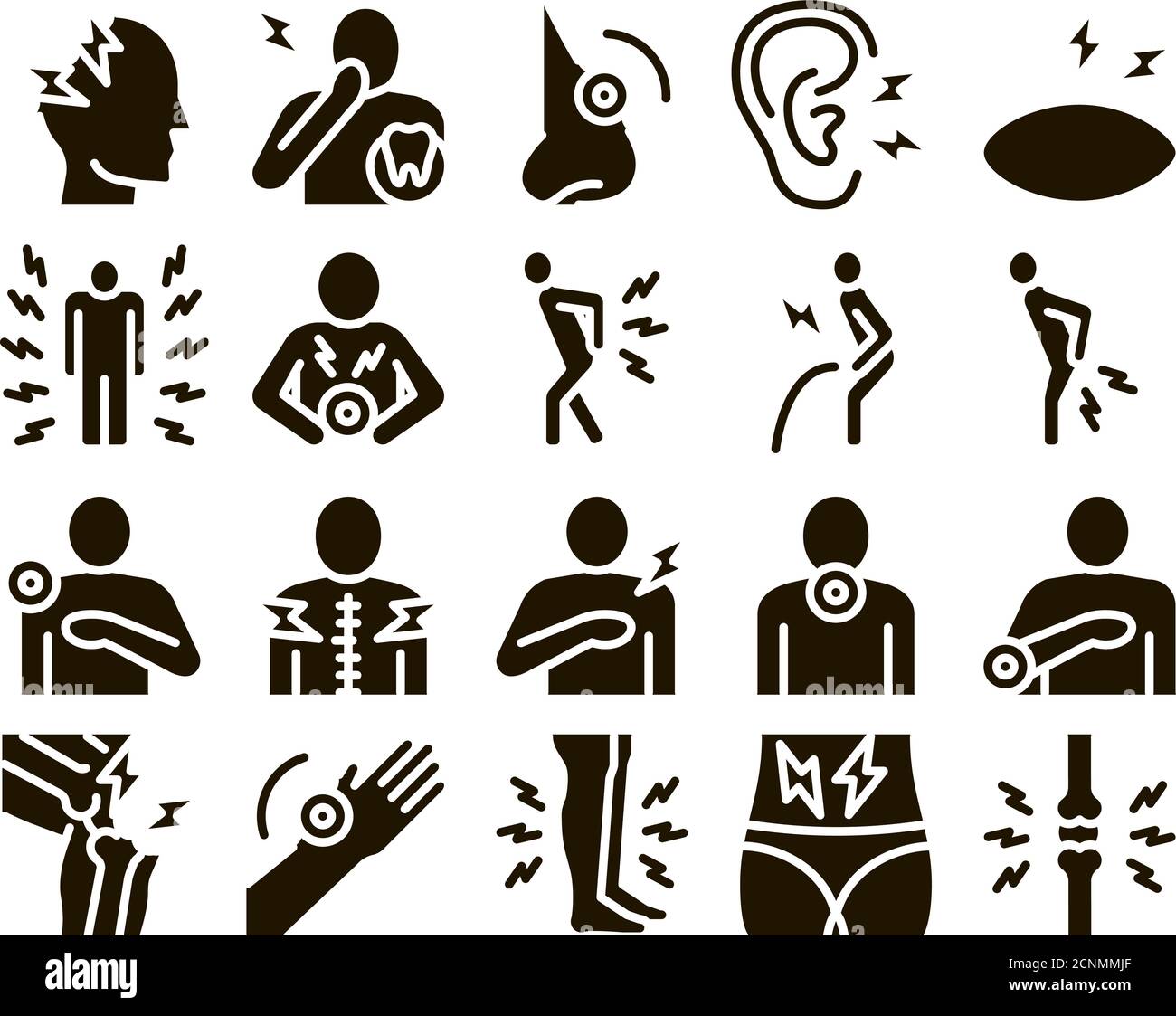 Body Ache Collection Elements Icons Set Vector Stock Vector Image & Art ...
