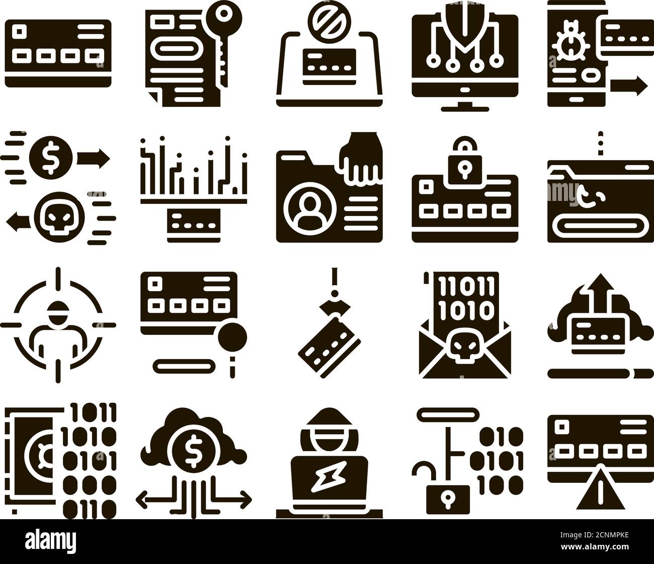 Carder Hacker Collection Elements Icons Set Vector Stock Vector Image ...