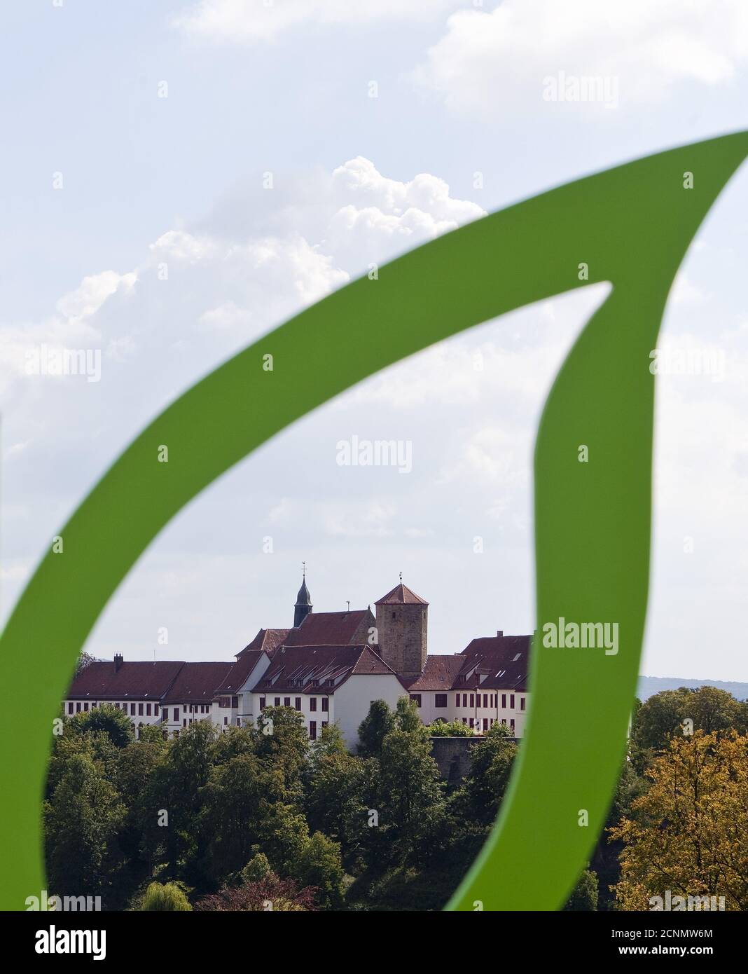 View from the treetop path with Iburg Castle, Bad Iburg, Muensterland ...