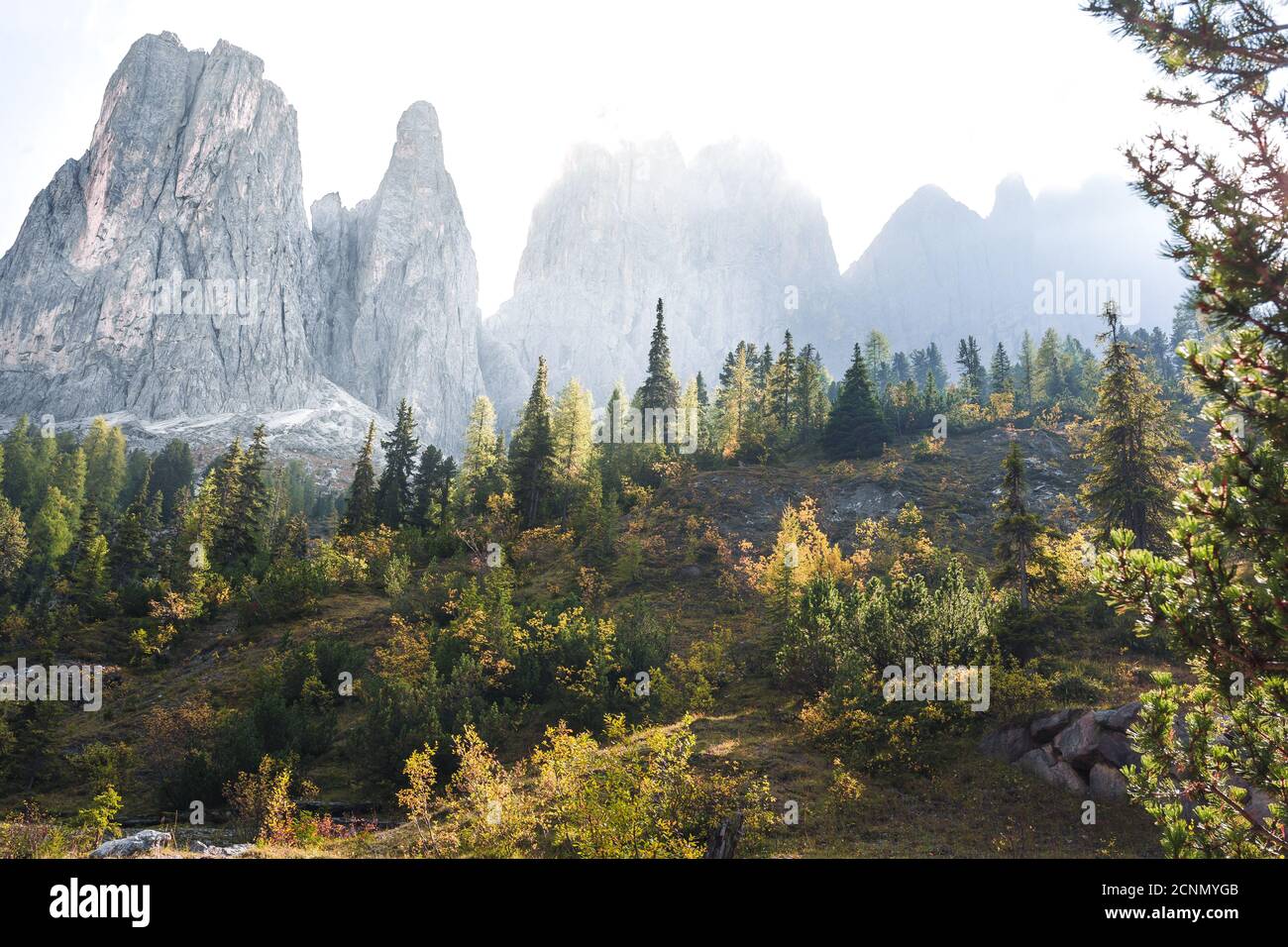 Rock formations of the Geisler Group in autumn and sunrise in the ...