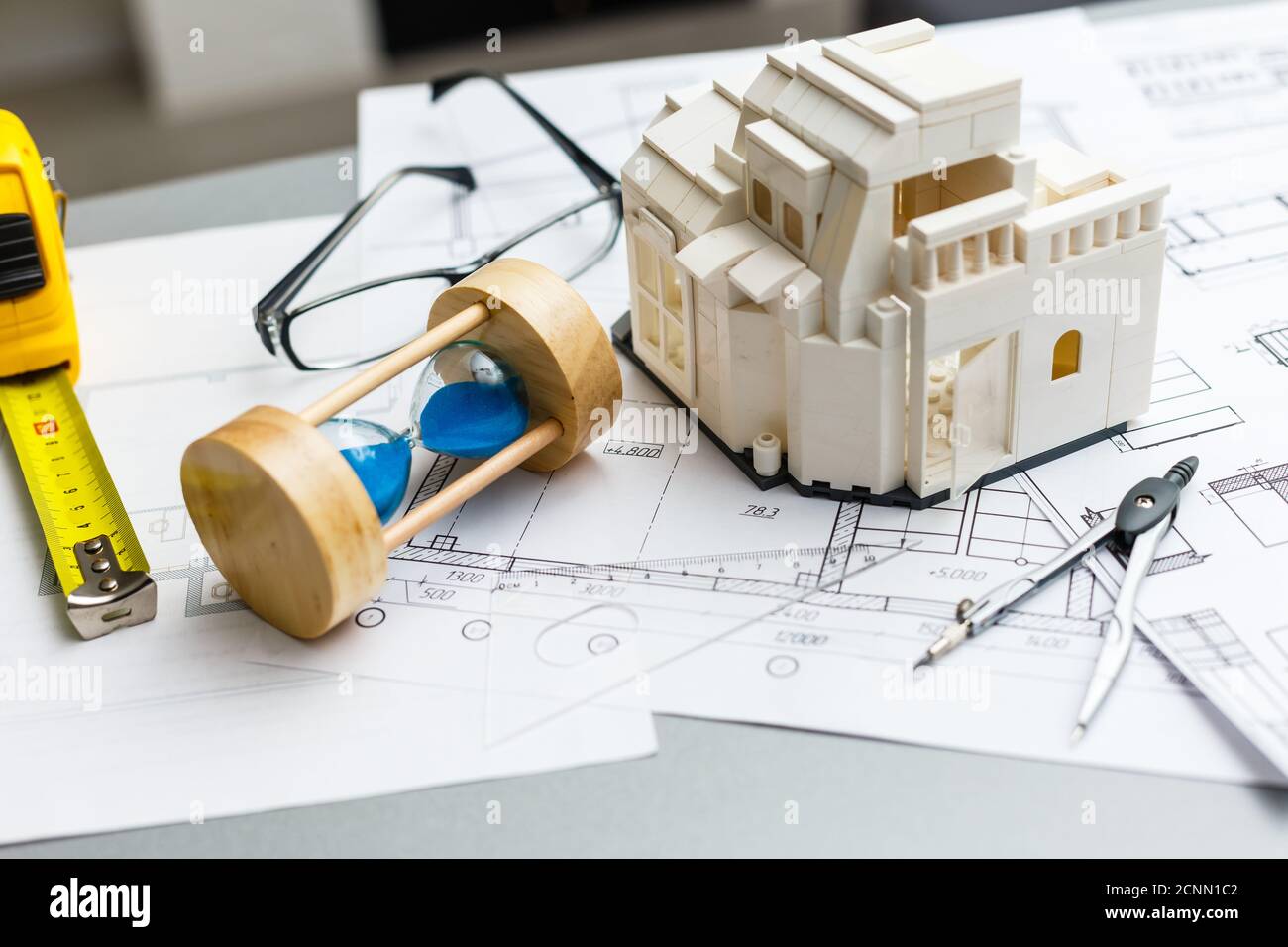 top view of architectural project of home interior design Stock Photo ...