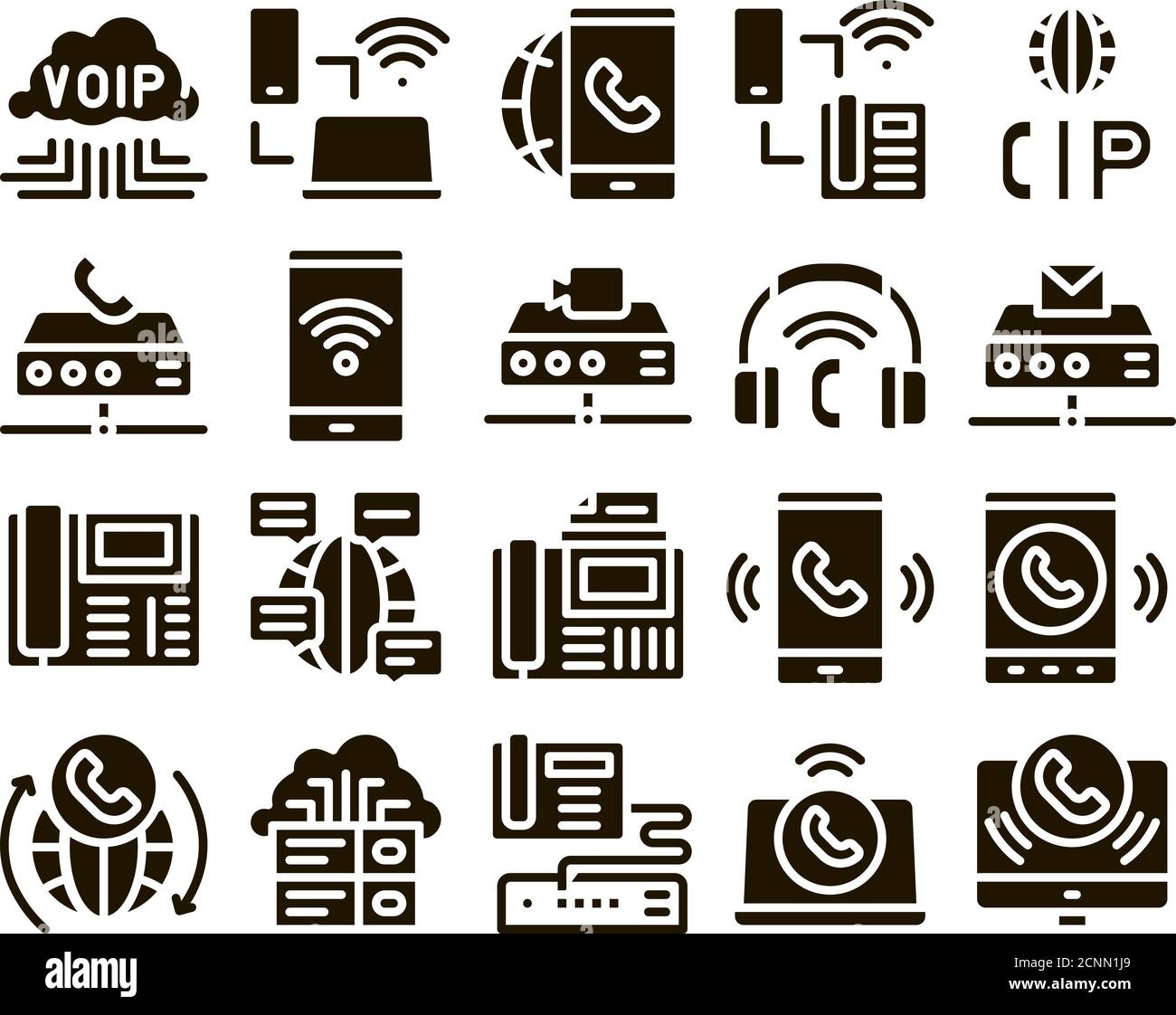 Voip Calling System Glyph Set Vector Stock Vector Image & Art - Alamy