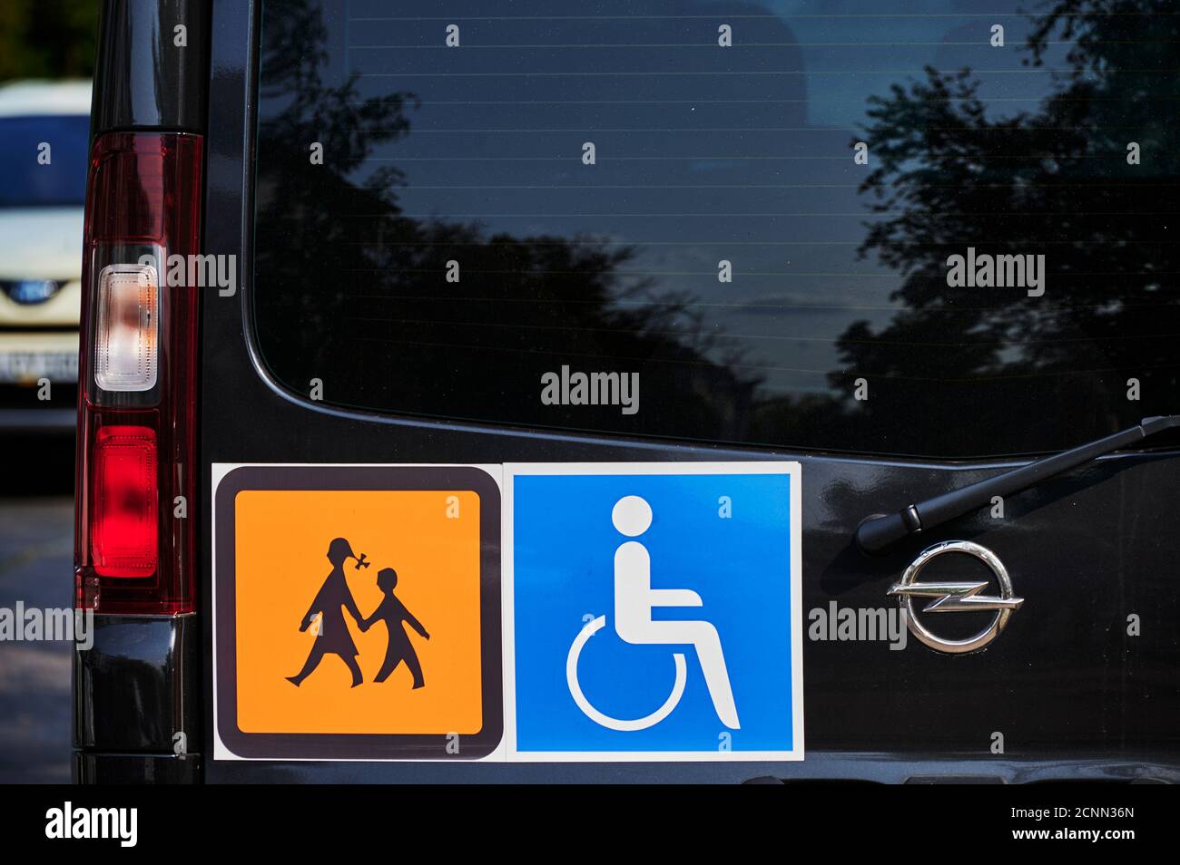 Berlin, Germany - September 12, 2020: Signs on a school bus for ...