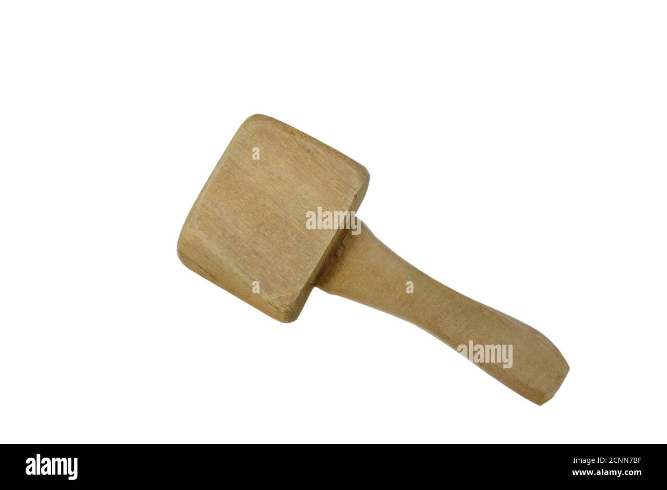 Big and heavy wooden hammer on white background Stock Photo - Alamy